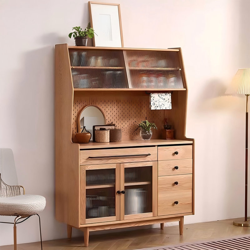 Brass Foam Simple Solid Oak Storage Sideboard | Wayfair